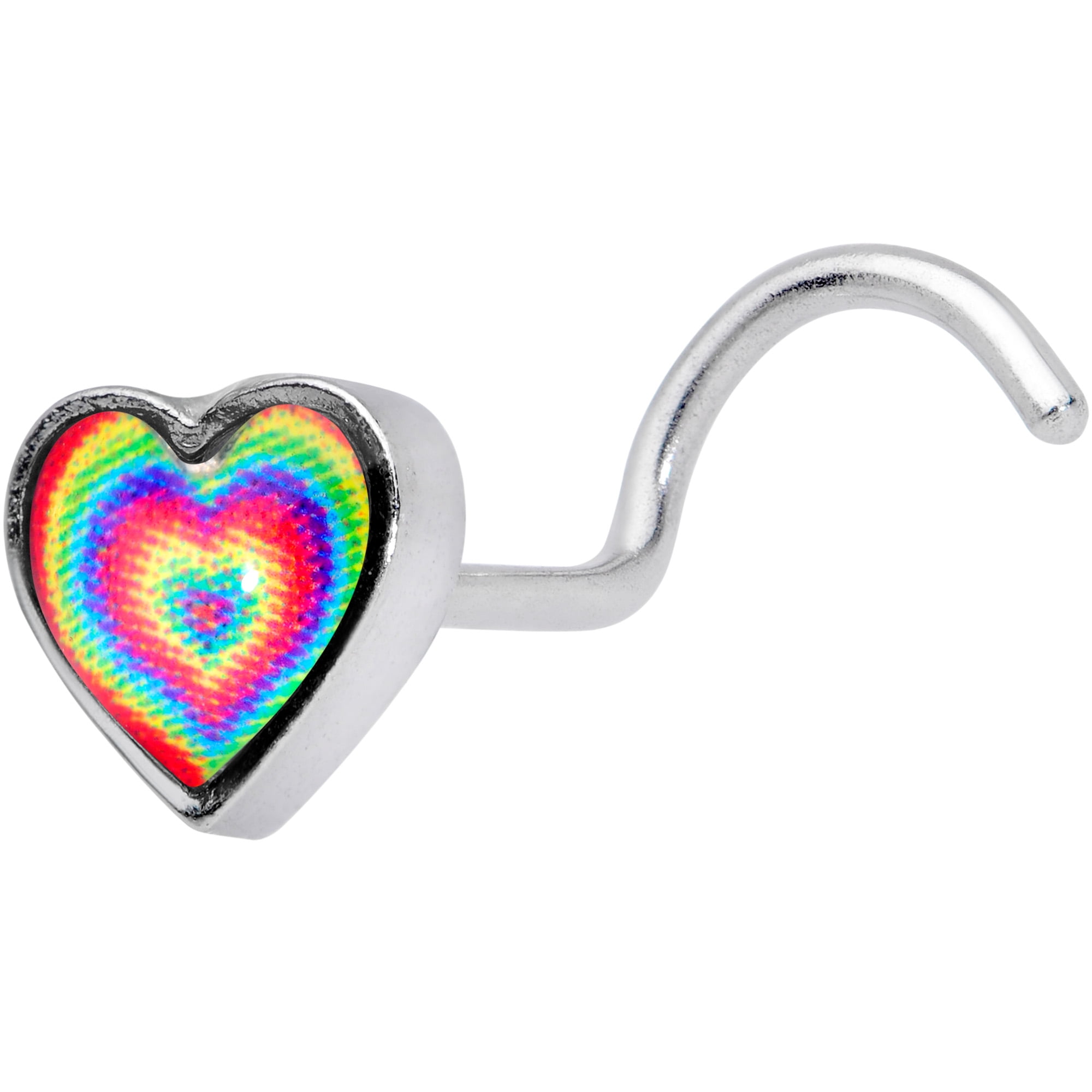 Body Candy Womens 18G Steel Left Nose Screw Nose Ring Tie Dye Heart ...