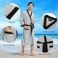 FashGudim 100% Cotton Knit Robe for Men Lightweight Summer Robes Thin Kimono Bathrobes Knee ...