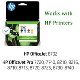 HP 952 High-Yield Ink Cartridges (4-Pack), Black, Cyan, Magenta, Yellow ...