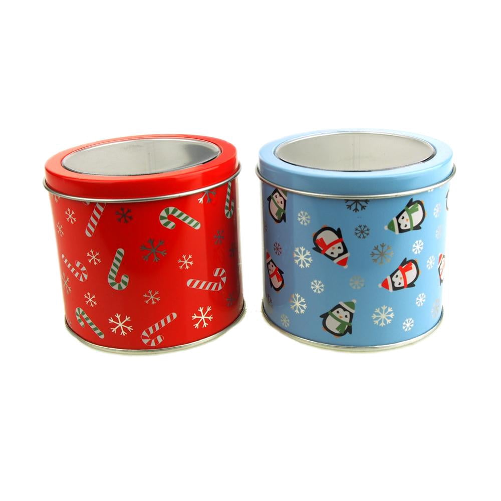 Round Cylinder Christmas Graphic Tin Box, 3-1/4-Inch, 2-Piece - Walmart ...