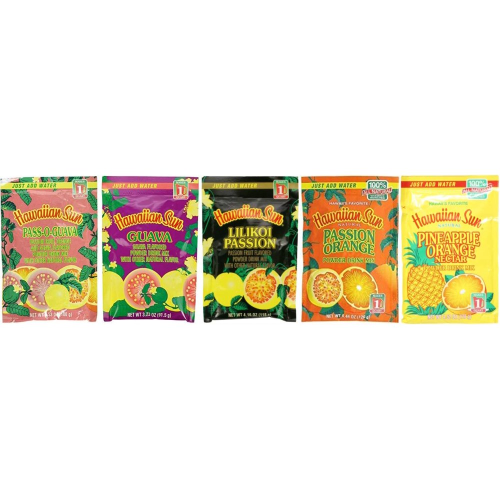 Hawaiian Sun Powder Drink Mix 5 Flavor Pack (Pineapple Orange Nectar ...