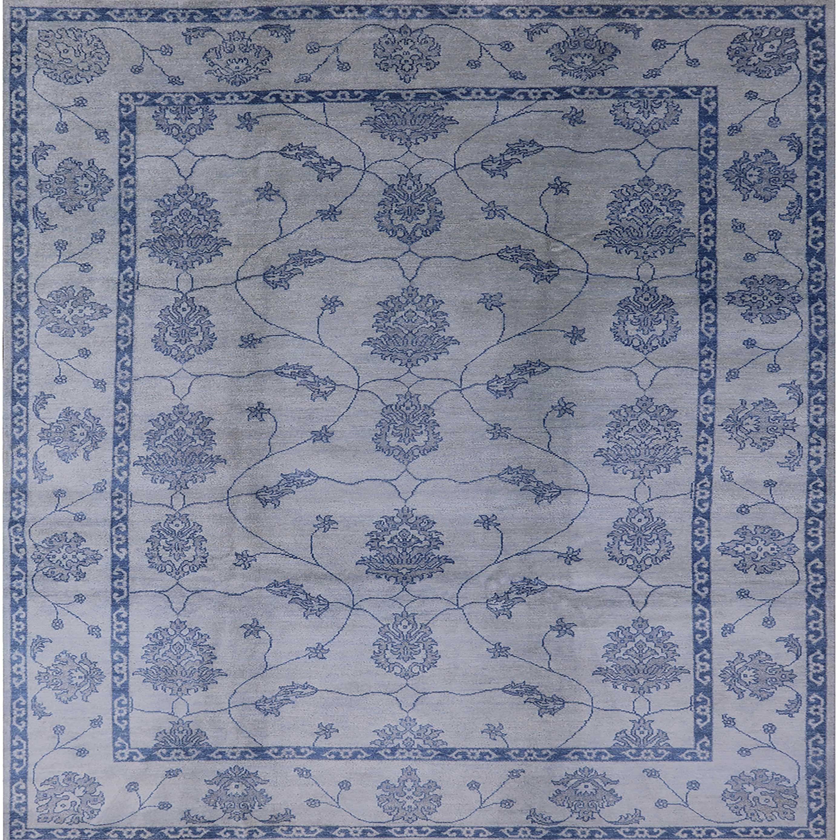 Ahgly Company Indoor Square Mid-Century Modern Blue Gray Oriental Area ...