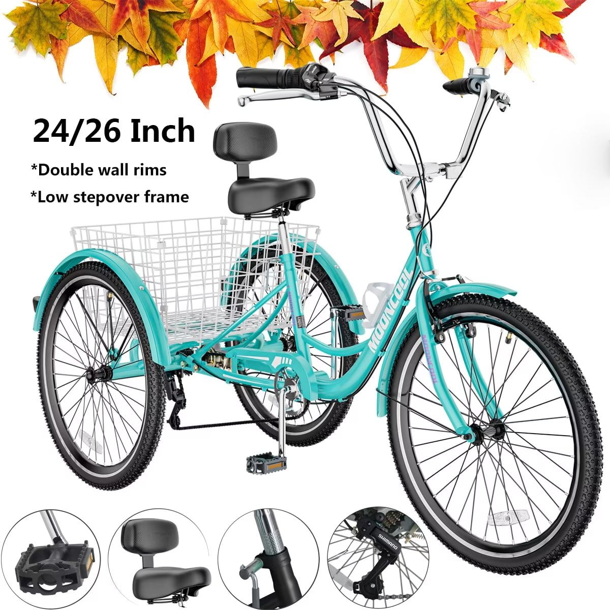 Lilypelle 24"/26" Adult Tricycle 3 Wheel Trike Low Stand-over Frame ...