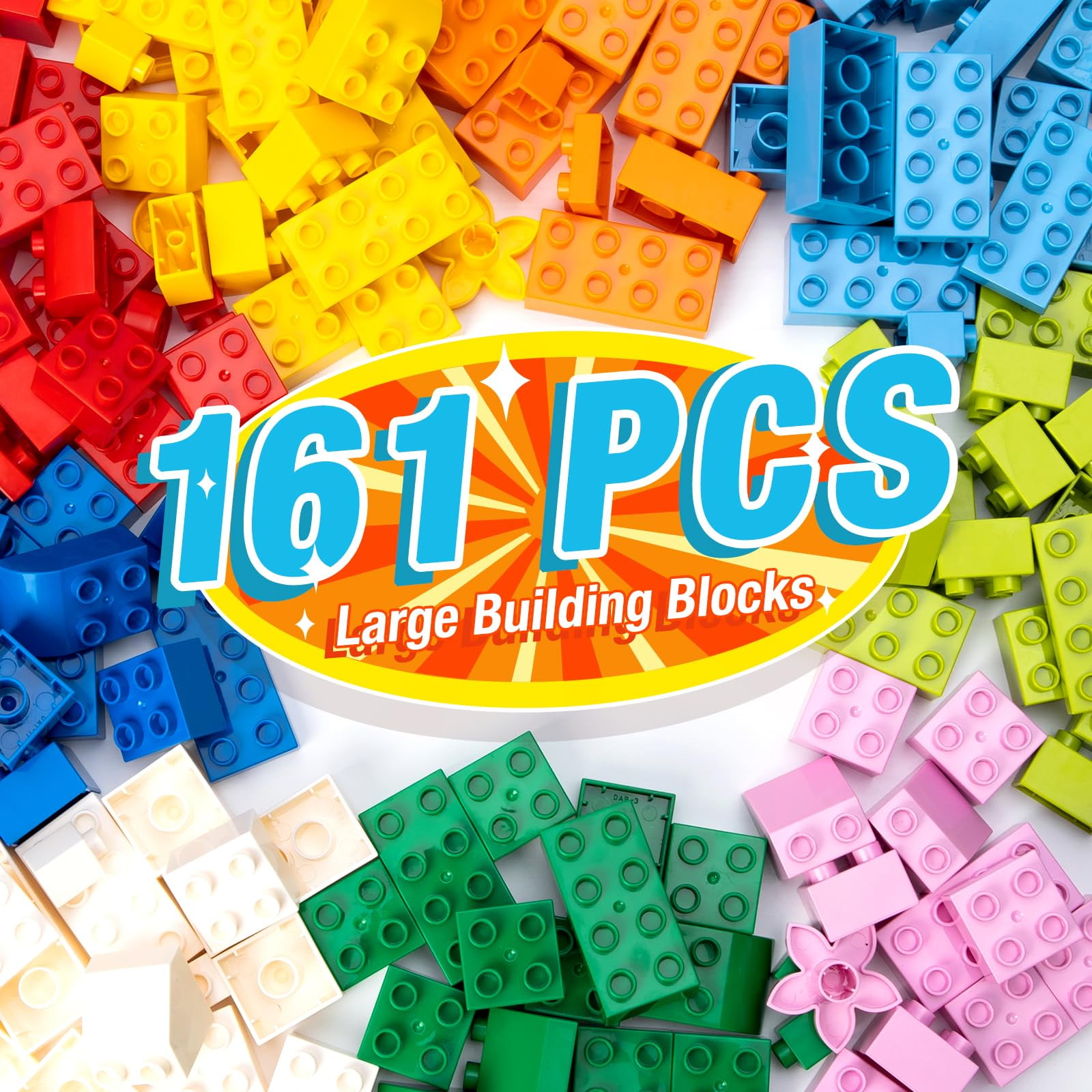 Bloques de construcción MANNIDOO, tamaño grande, 161 unidades, con placas base de 10 x 10 ...