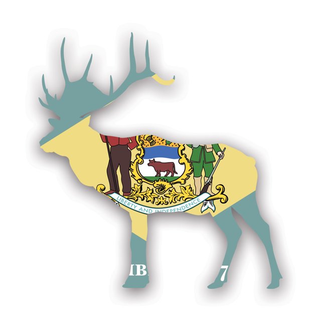Delaware Deer Shaped Flag Sticker Decal - Self Adhesive Vinyl ...