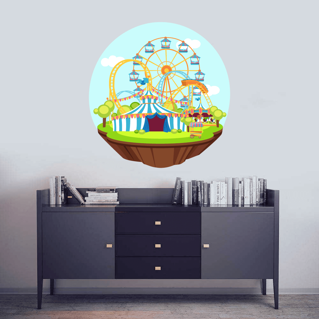 Removable Children's Bedroom Living Room Festival Carnival Rides Vinyl ...