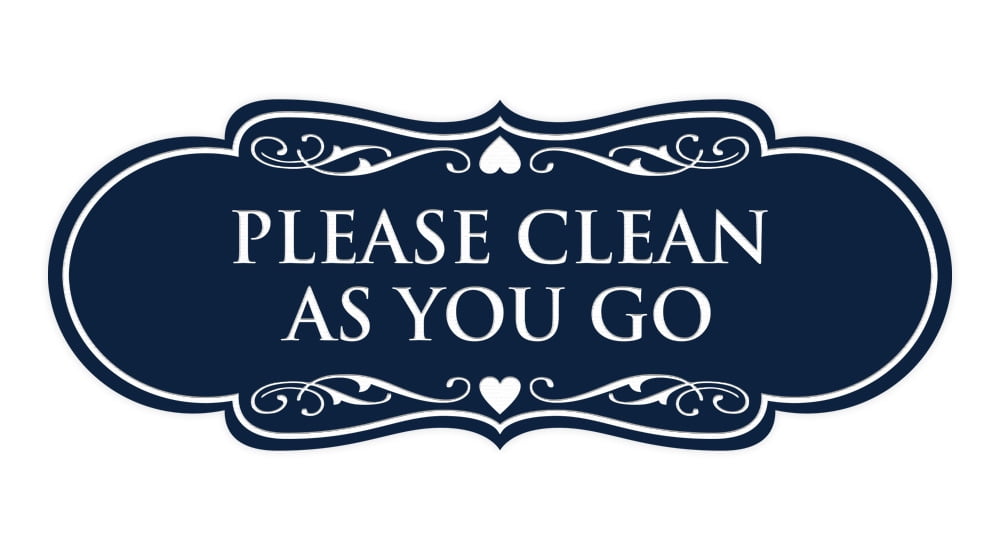 Signs ByLITA Designer Please Clean As You Go Sign (Navy Blue / White ...