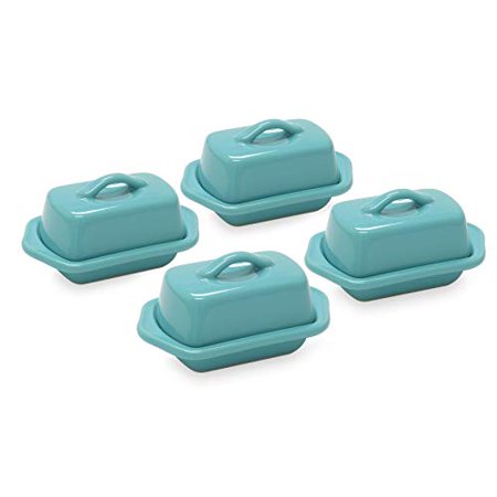 Chantal Ceramic Mini Butter Dish, Set of 4, 5 inch, Aqua | Walmart Canada