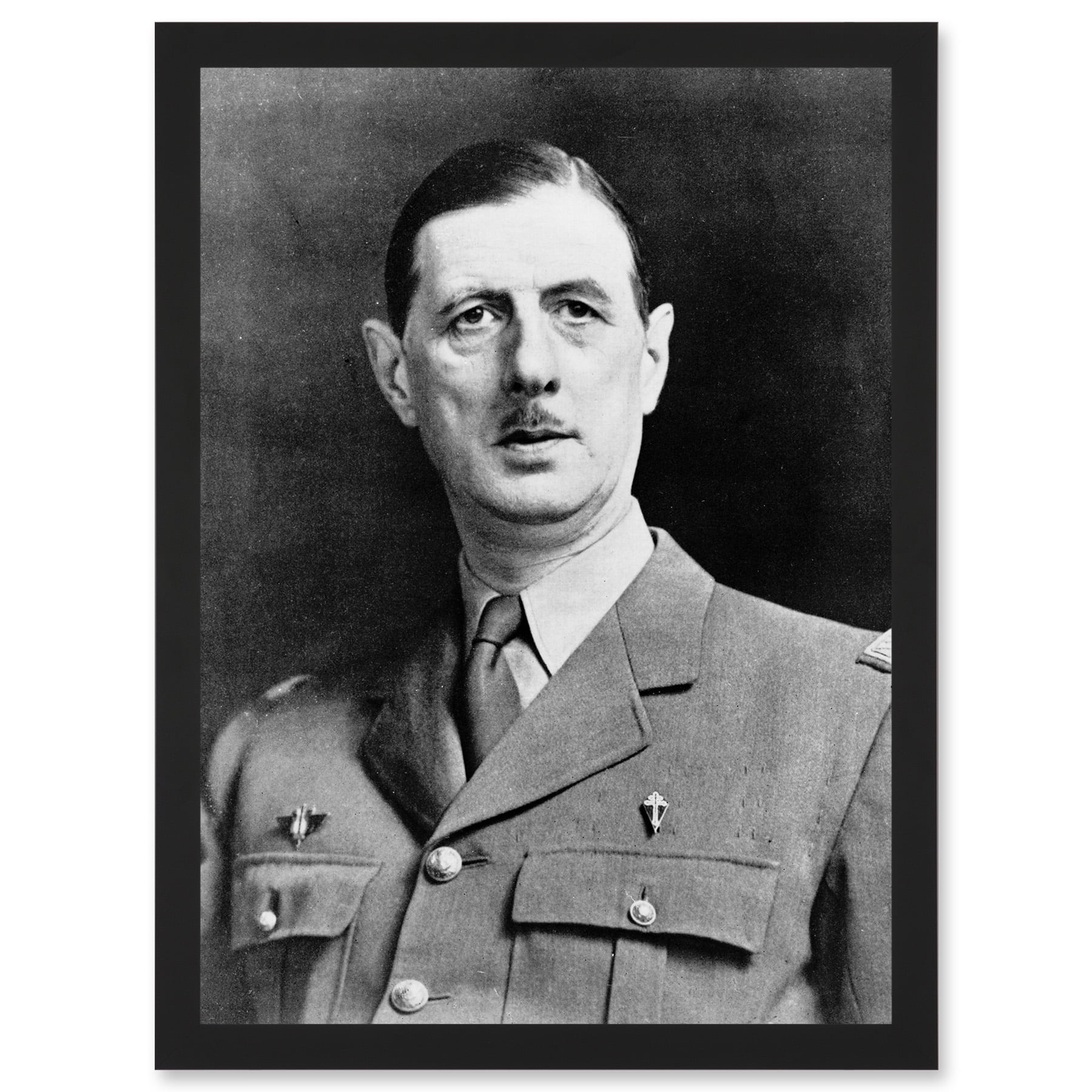 President War General Charles De Gaulle French Portrait A4 Artwork ...