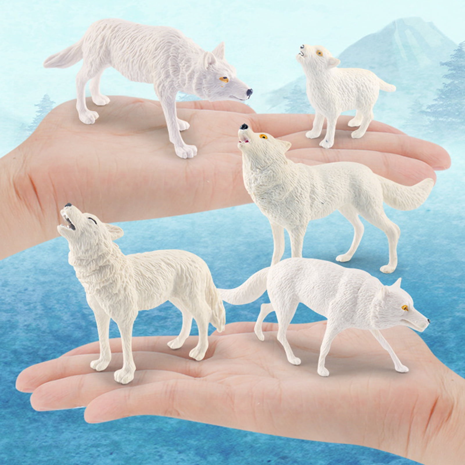 Vivid White Wolf Miniature Figurine Ornament - Simulated Wild Animal ...