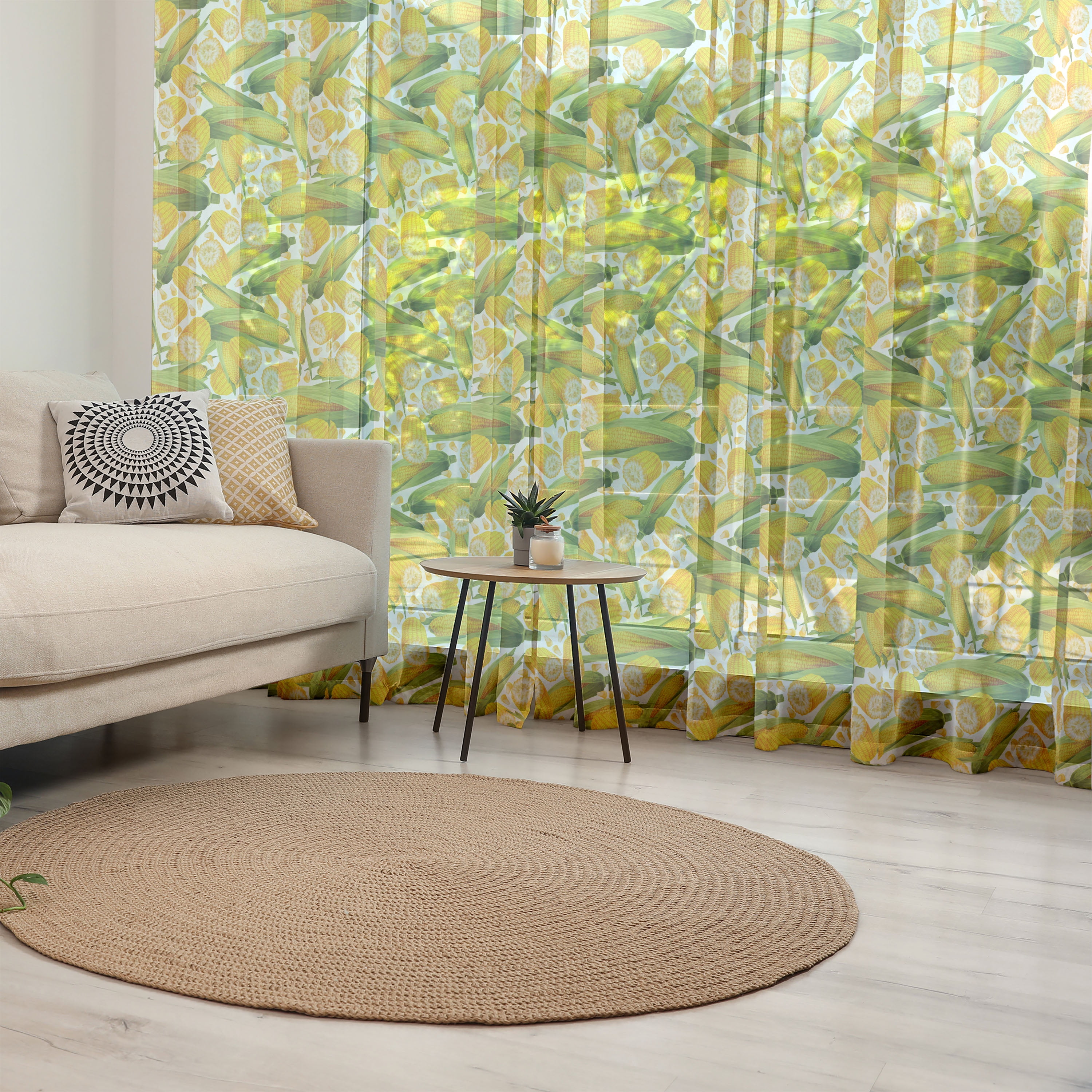 Corn Tulle Curtains with Rod Pocket, Vegetable Organic Food Realistic ...
