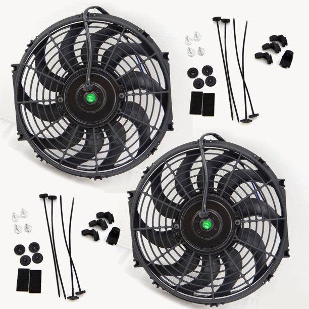 2x 12" inch Universal Slim Fan Push Pull Electric Radiator Cooling 12V ...