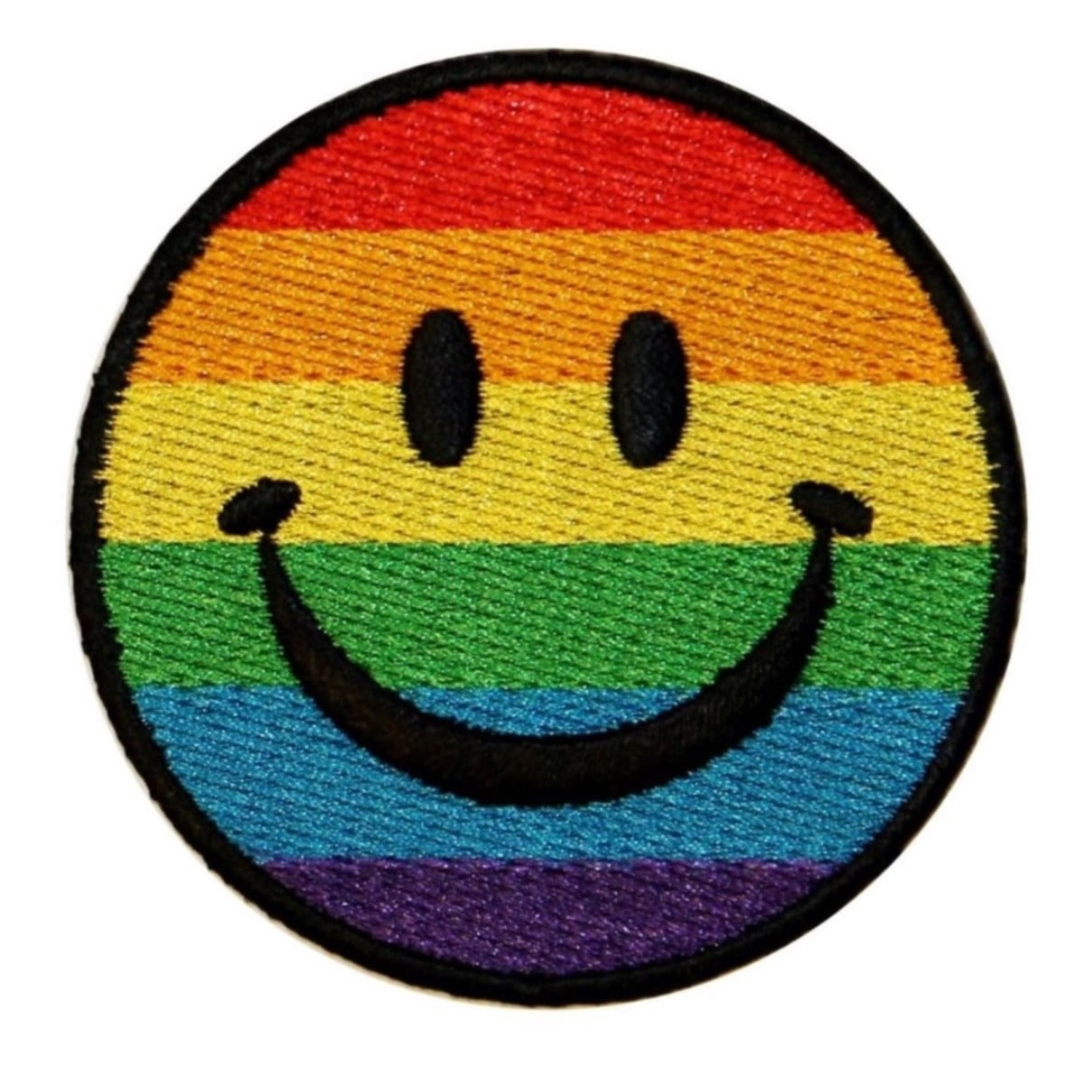 Rainbow Smiley Face Patch Happy Smile Pride Retro Embroidered Iron On Applique - Walmart.com