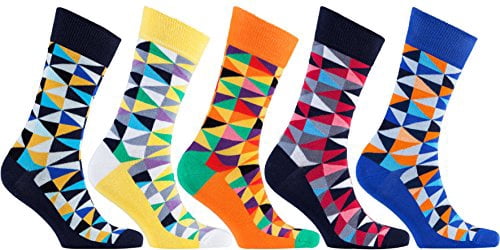 Socks n Socks - Men's 5-pairs Luxury Cotton Cool Funky Colorful Fashion ...
