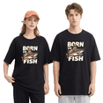 Born To Fish Vintage Graphic Tee For Men, Outdoor Fishing Cotton Short ...