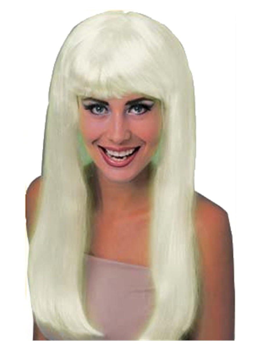 Rubies Costume Co Adult Womens White Glow in the Dark Long Straight ...