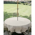 Beige Geometric Outdoor Tablecloth with Umbrella Hole, Brown Greek Key ...