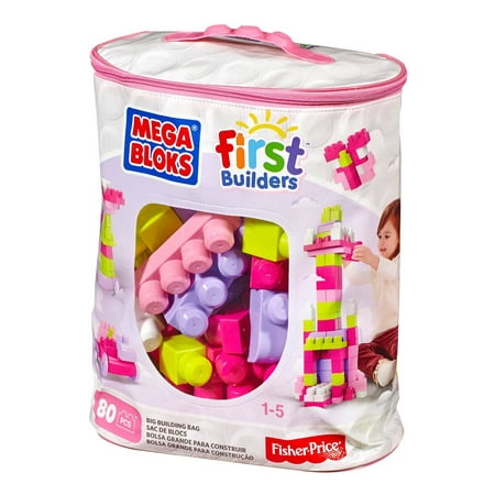 Mega Bloks First Builders Big Building Bag, 80-Piece Set (Pink) - DCH62 ...