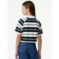 Girls Rugby Stripe Polo Shirt - Cropped Boxy Fit - Walmart.com