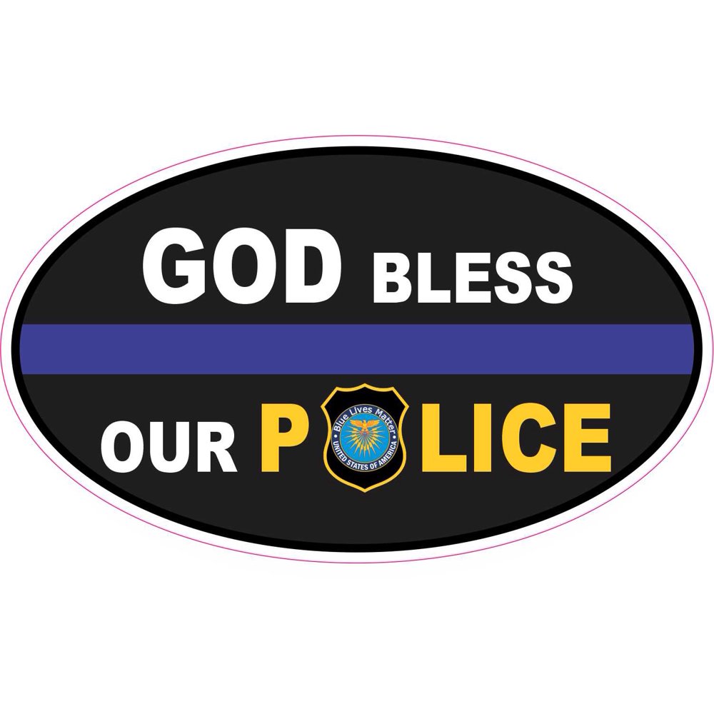 StickerTalk God Bless Our Police Vinyl Sticker, 5 inches x 3 inches ...