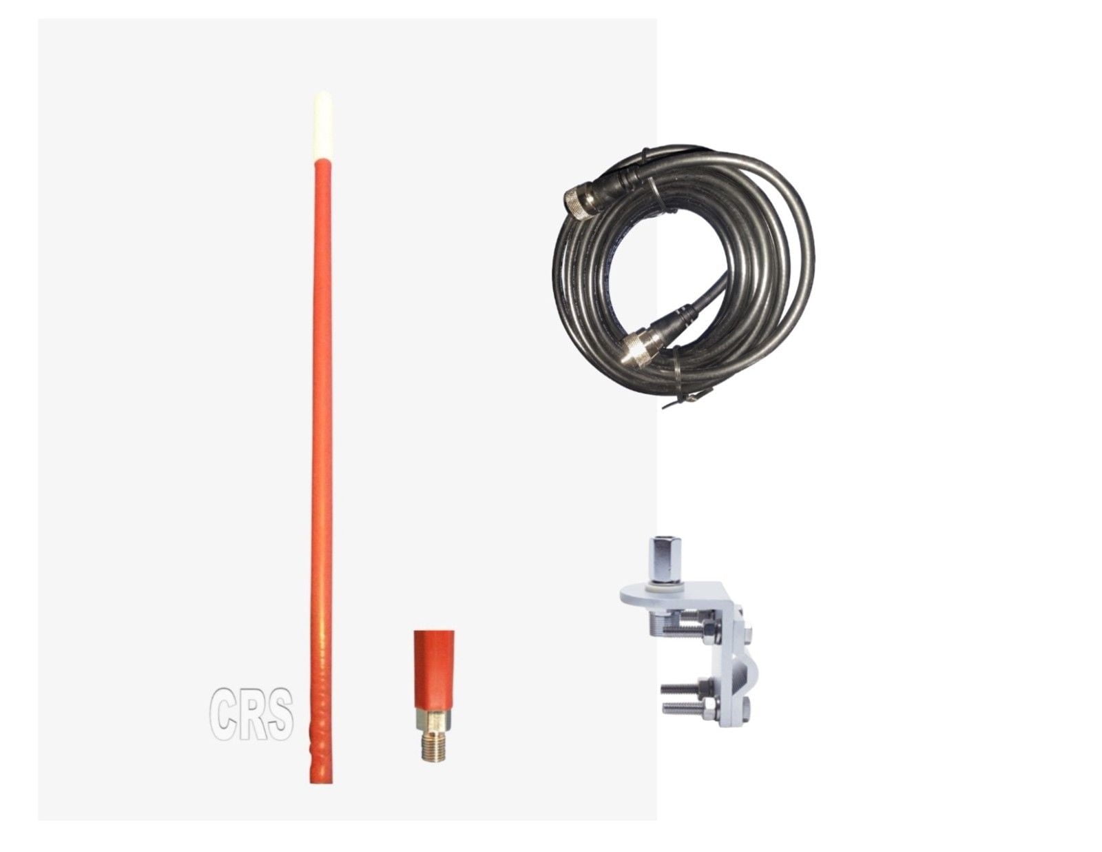 RED 2` Foot Fiberglass 1000 Watt CB Radio Antenna, 18' DS RG58 COAX ...