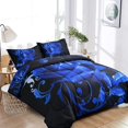 Blue Comforter Set Reversible Blue Rose Printed Comforter Set with 2 ...