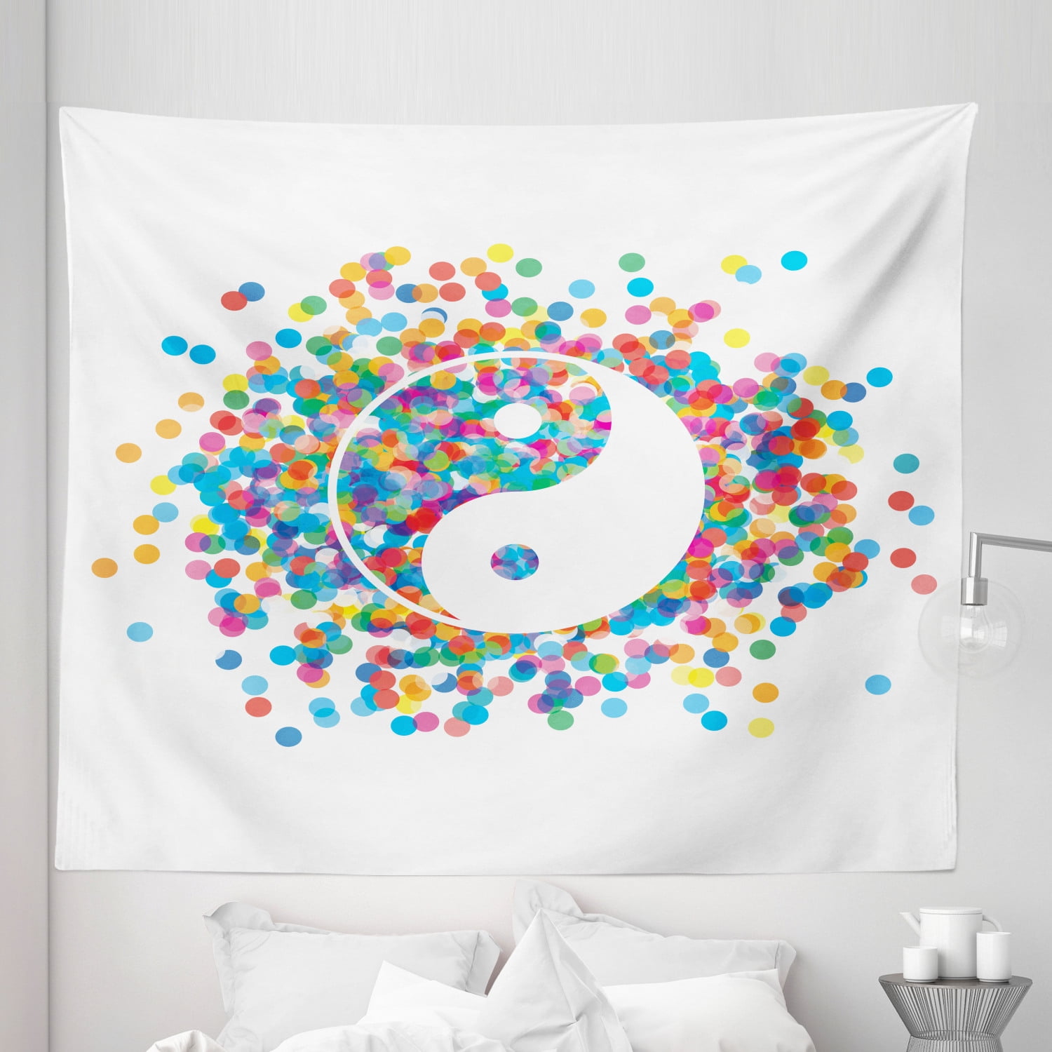 Ying Yang Tapestry, Rainbow Color Effect Graphic Design on Ying Yang ...