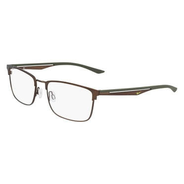 Nike NIKE 8141 212 Men's Satin Walnut Rectangular Frame Eyeglasses ...