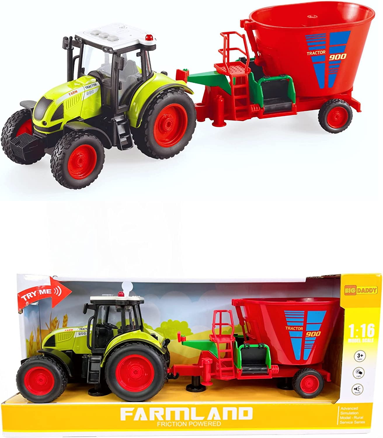 Big Daddy FARMLAND Tractor Trucks Farming Crop Feeder Wagon - Walmart.com