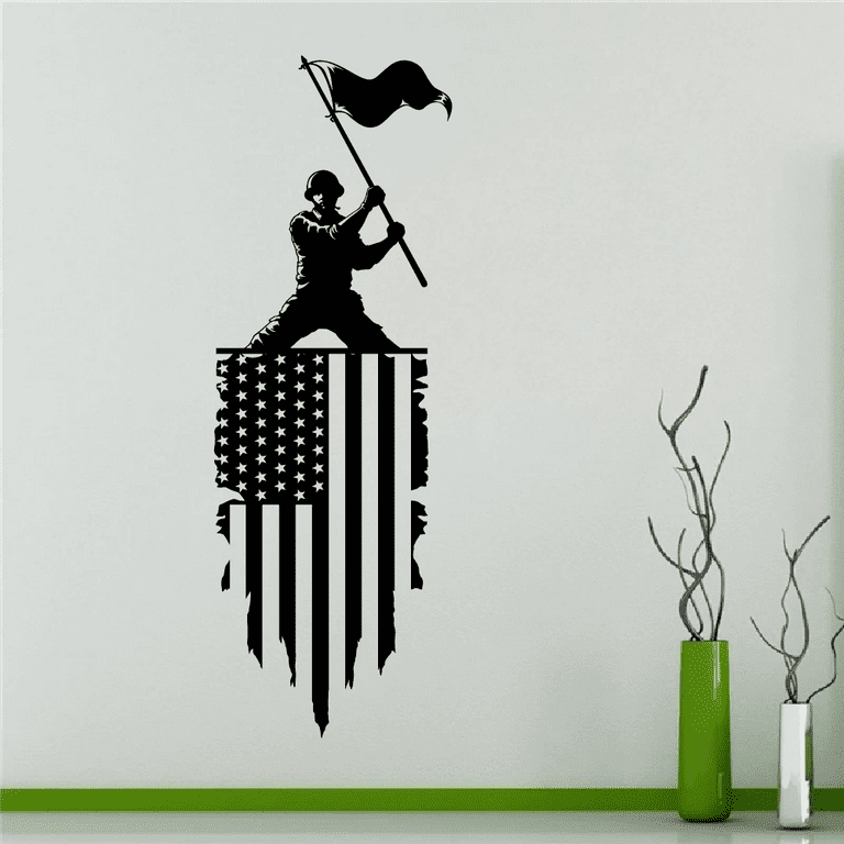 American Soldier Silhouette With Flag