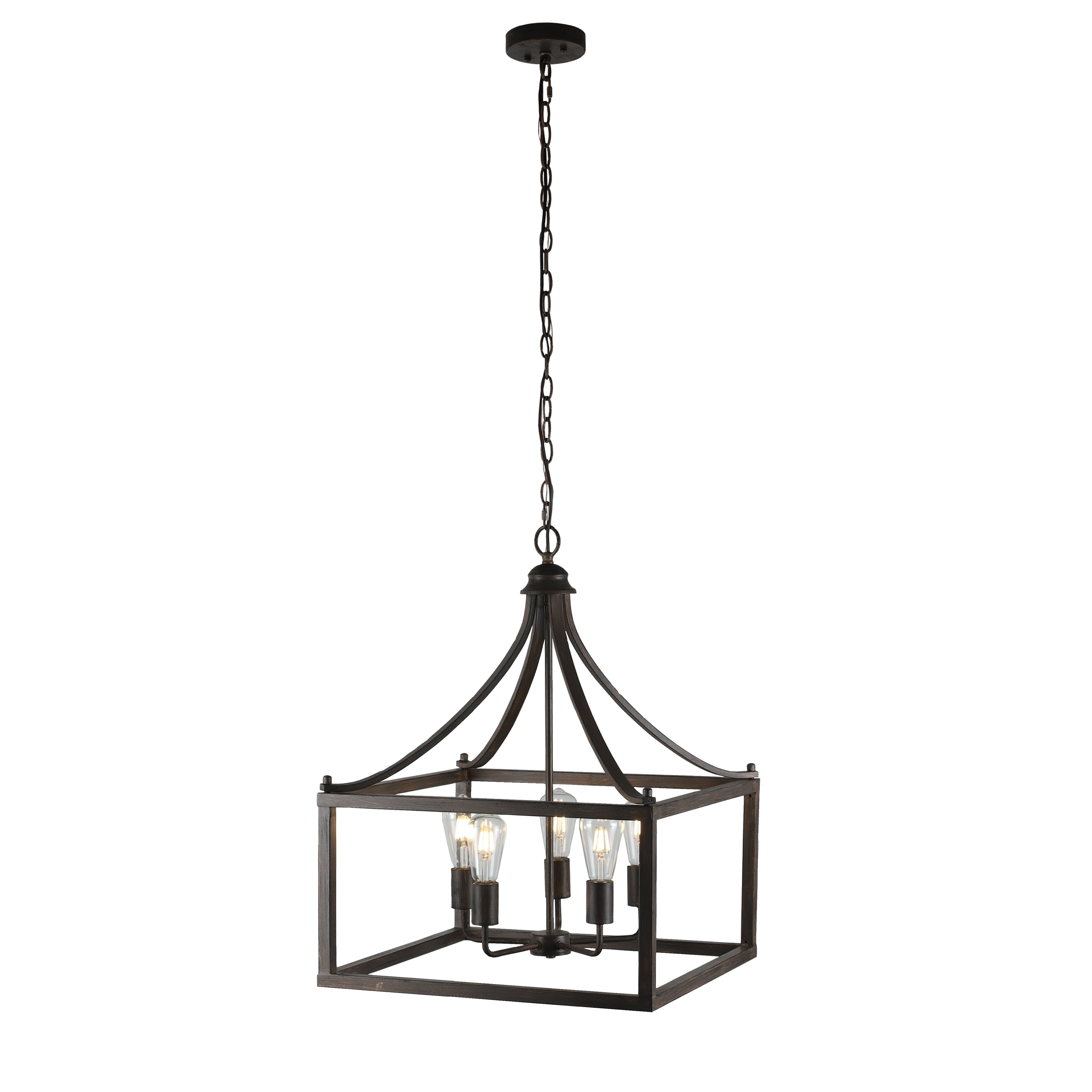 Radiance Goods Farmhouse 5 Light Antique Wood Finish Hanging Ceiling ...