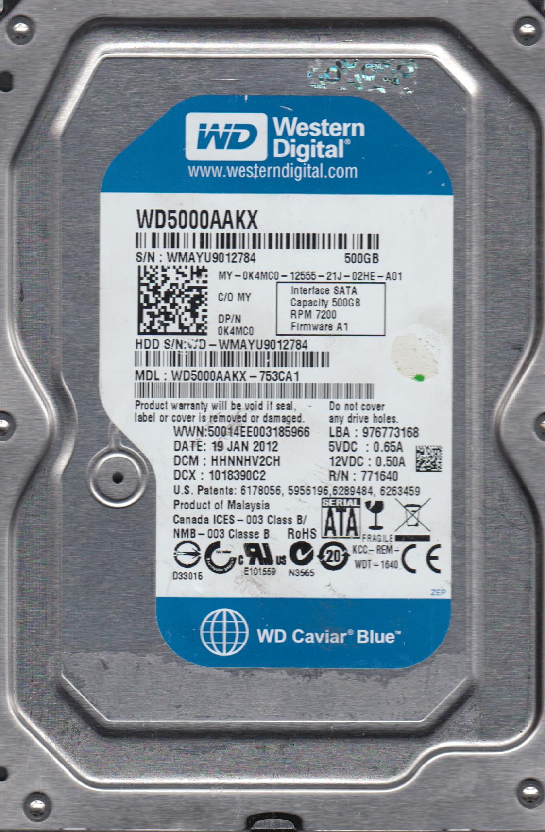 WD5000AAKX-753CA1, DCM HHNNHV2CH, Western Digital 500GB SATA 3.5 Hard Drive - Walmart.com