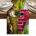 Red Barn Table Runner, Chickens Rooster Windmill Farmhouse Sunflowers ...