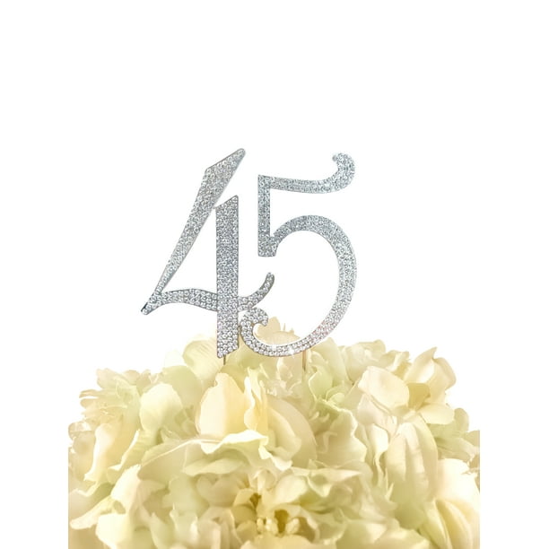 Rhinestone Cake Topper - Number 45 - Silver - Walmart.com