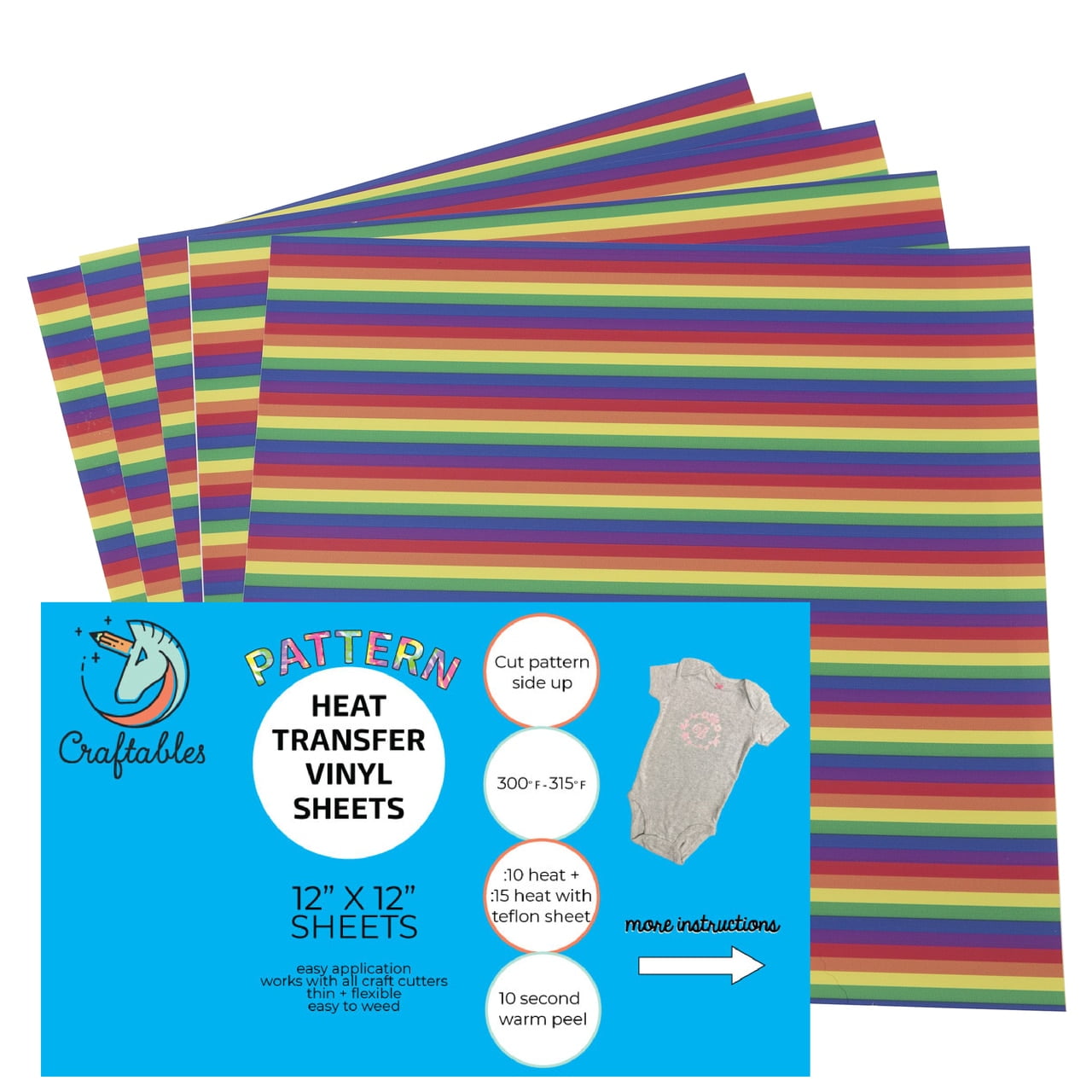 Rainbow Pattern HTV Heat Transfer Craft Vinyl for T shirts and Fabric ...