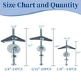 Heavy Duty Toggle Bolts and Wing Nut Kit 50 Sets- 1/8", 3/16", 1/4 ...