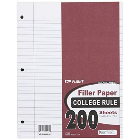 Top Flight Filler Paper, 11 x 8.5 Inches, College Rule, 200 Sheets ...