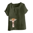 Aimik Women's Plus Size Short Sleeve Blouse Daisy Floral Print Button ...