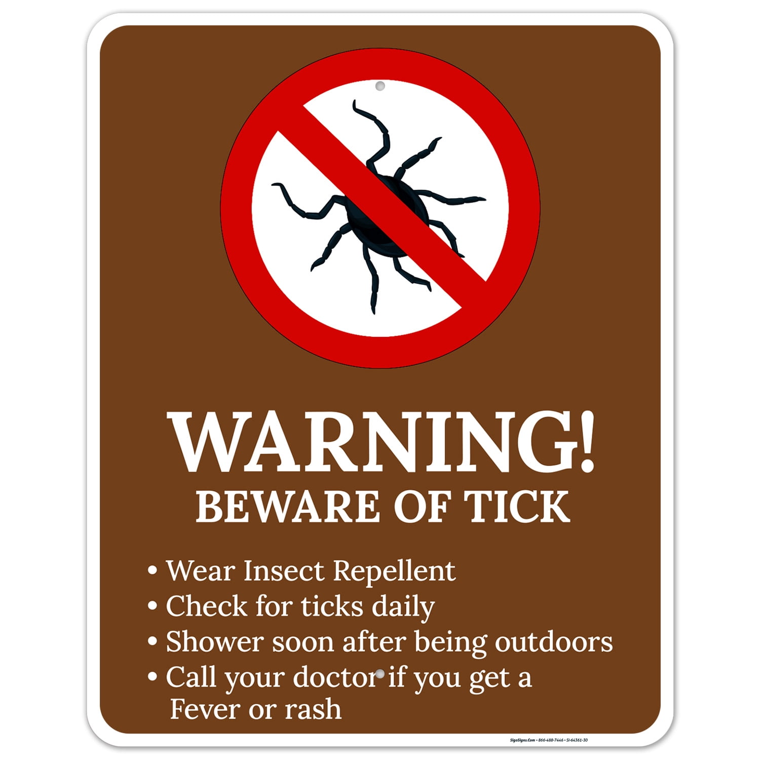 Warning Beware Of Ticks Wear Insect With Symbol Sign, - Walmart.com