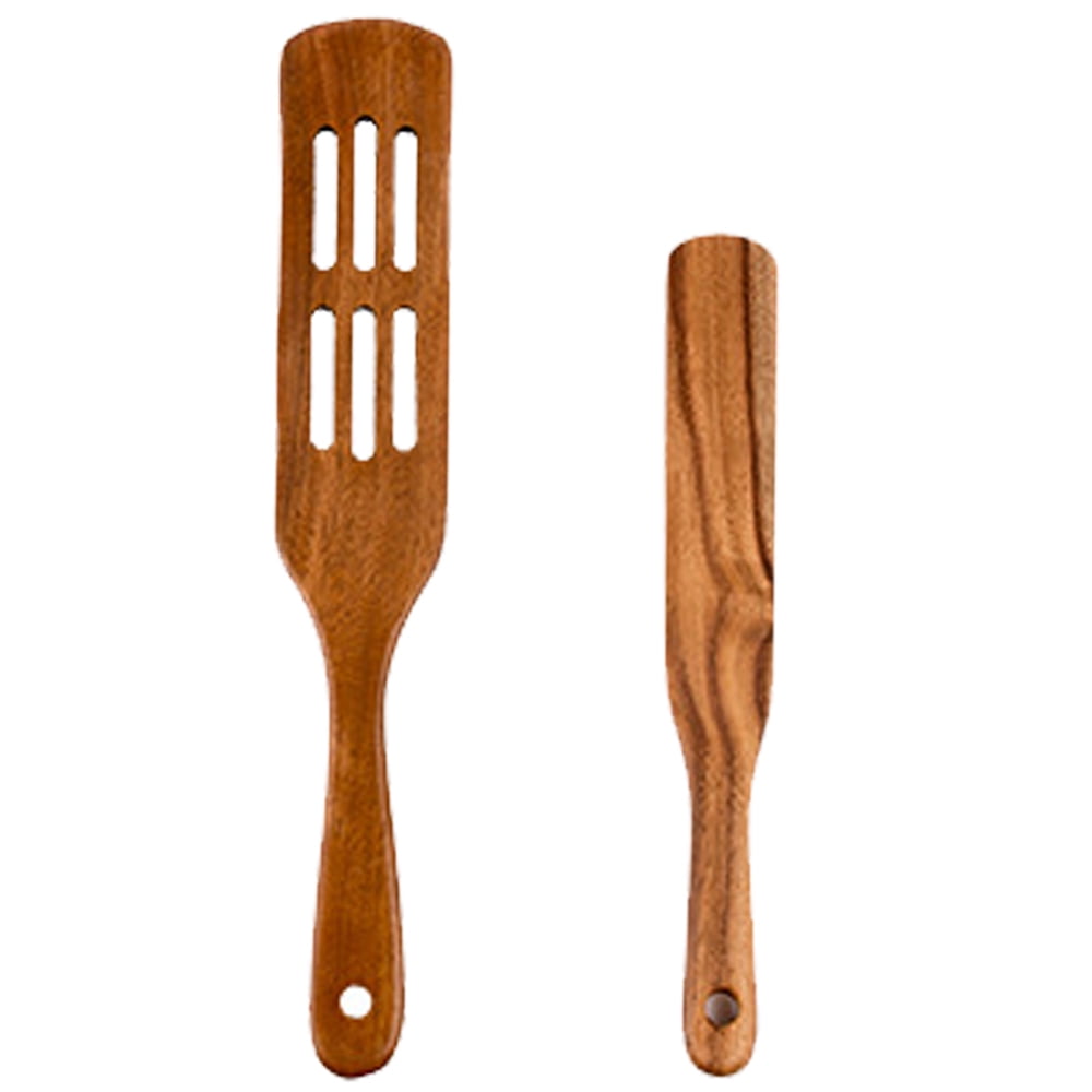 Juego de 2 utensilios de cocina de madera, utensilios de madera para ...