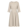 Aellinatey Women's linen dress, cotton dress, ruffled long-sleeved ...