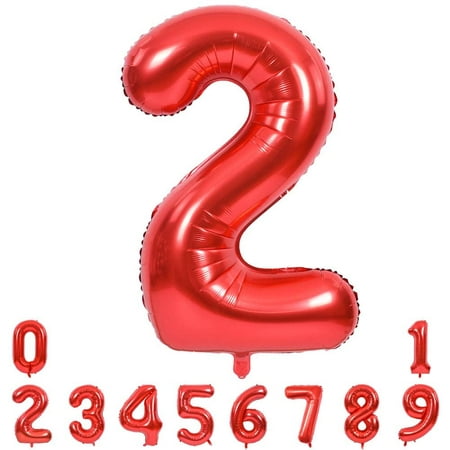 40 Inch Red Large Numbers Balloons 0HTOOQ 9, Number 2 Digit 2 Helium ...