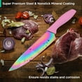 HAUSHOF 5 Piece Rainbow Kitchen Knife Set with Block, Titanium Coated ...