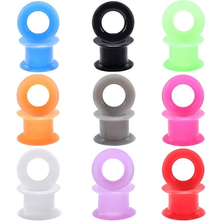 HTWW 9 Pairs Mix Color Silicone Flexible Double Flared Ear Plugs ...