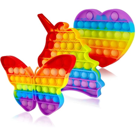 3 Packs Pop Bubble Fidget Toy, Sensory Figit Set Silicone Cute Figetget ...