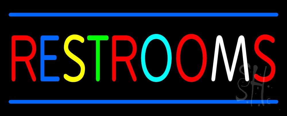 Multicolored Restrooms LED Neon Sign 10 x 24 - inches, Clear Edge Cut ...