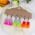 Cartoon Animal Earring Set Candy Gradient Color Bear Dangle Earrings ...