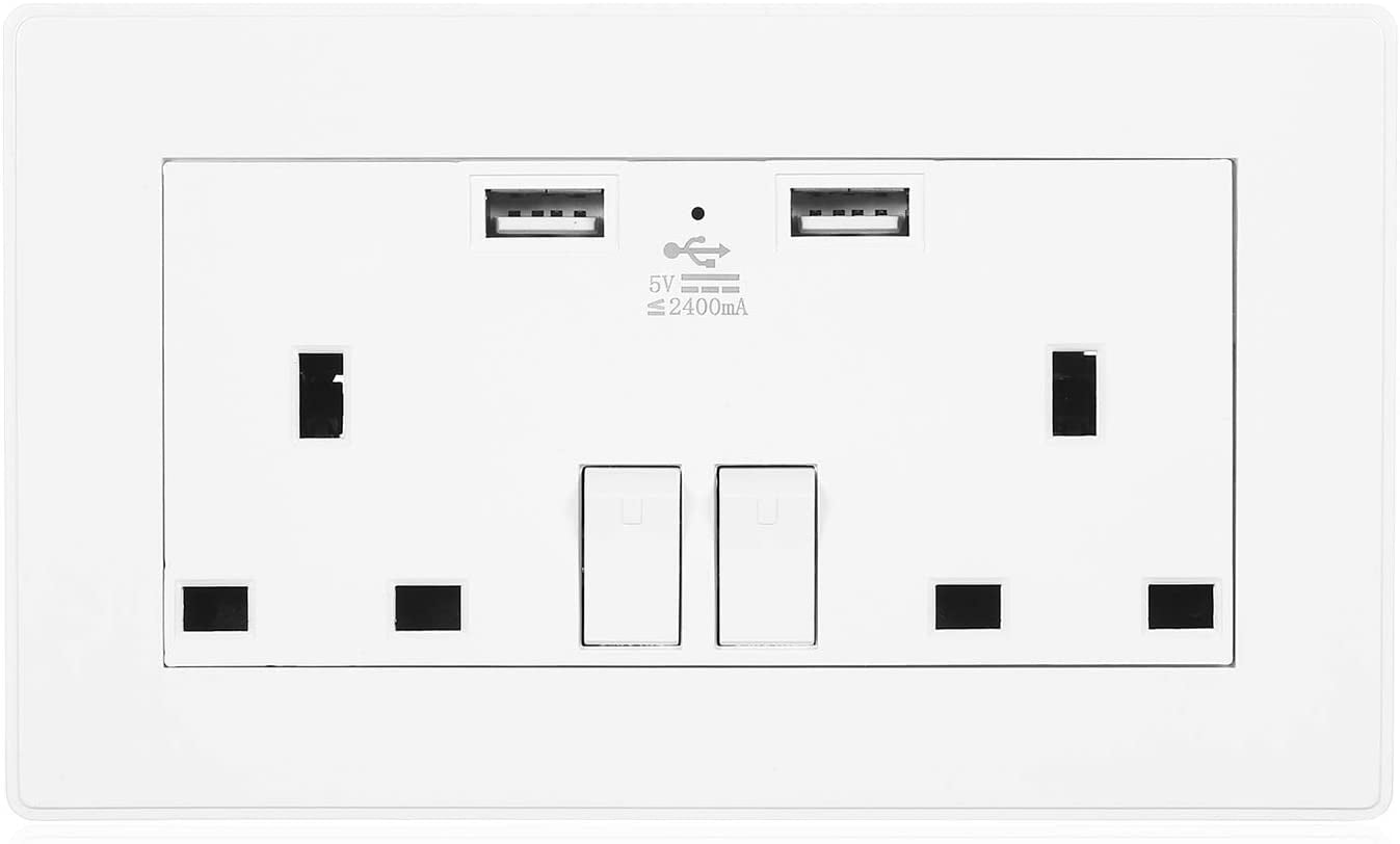 Light Wall Outlet, 2 Gang 13A Outlet Individually Switched Dual Plug ...
