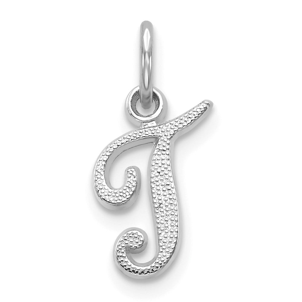 Solid 14k White Gold Casted Initial Letter T Alphabet Charm Pendant ...