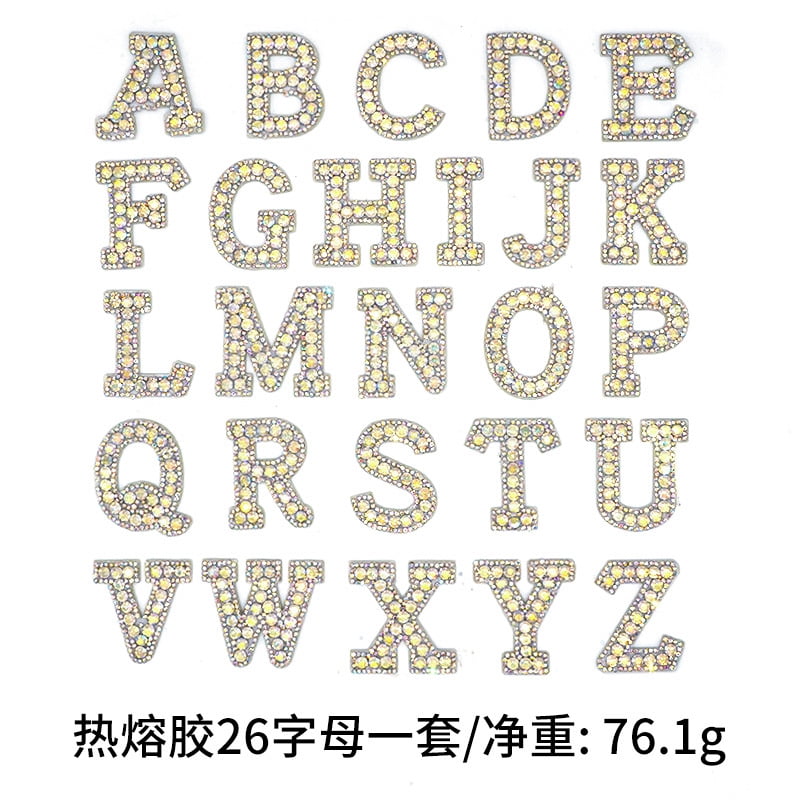 26pcs Rhinestone Iron On Letters Alphabet Iron On Letter Patches Letter ...